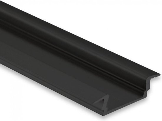 Zwart LED inbouw profiel plat model 6 x 1 meter - inclusief opaal ...