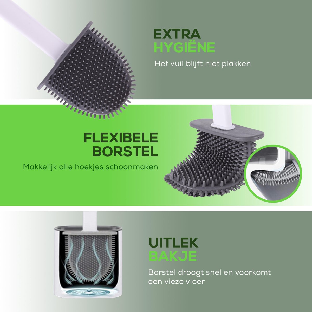 Vossen - WC borstel - Flexibele WC borstel - Inclusief ophangsysteem ...