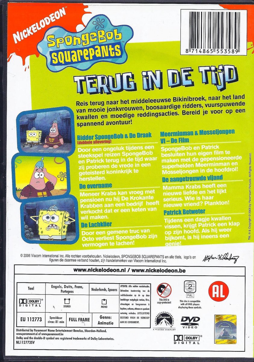 SPONGEBOB: TERUG IN DE TIJD (D) (Dvd) | Dvd's | bol