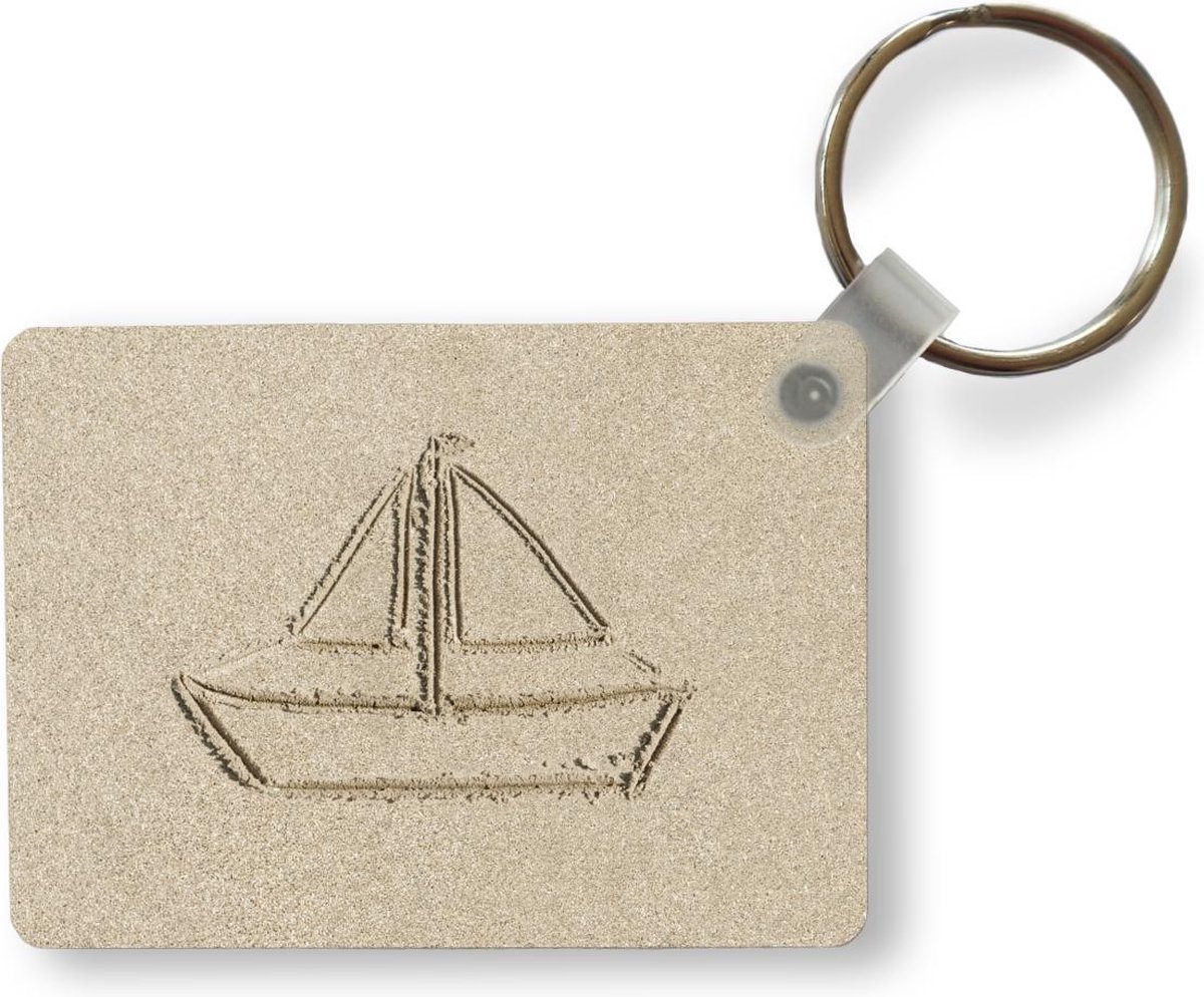 Sleutelhanger - Boot getekend in zand - Uitdeelcadeautjes - Plastic ...