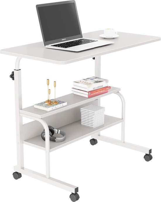MuCasa® Verstelbare bijzettafel 80x40cm - In hoogte verstelbaar tot 90cm - Bureau met... | bol
