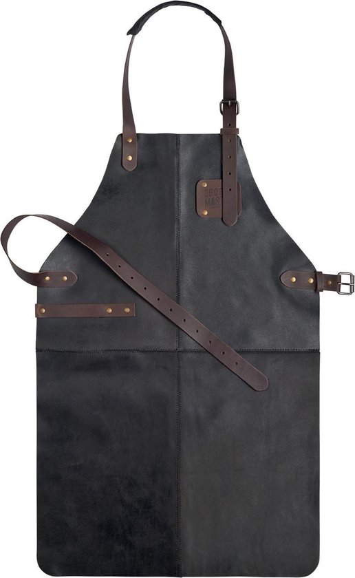 Wavea Cookware Leren BBQ Schort - Zwart - 80 x 50 cm - Barbecue Schort ...
