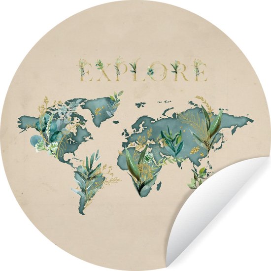 WallCircle - Muurstickers - Behangcirkel - Wereldkaart - Retro - Quote - 100x100 cm -... | bol