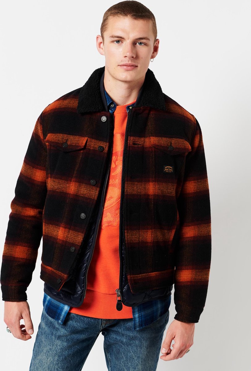 Superdry Heren Wollen Highwayman Trucker jas met sherpa - Maat XL | bol.com