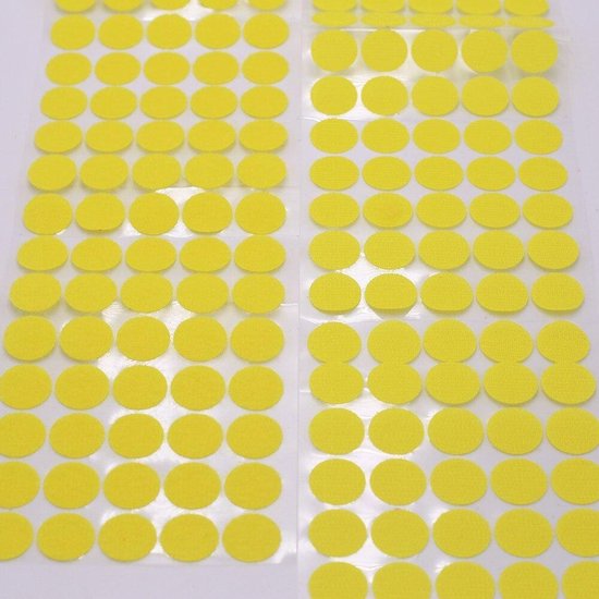 99x Zelfklevende Klittenband Stickers - Geel - 10 mm - Klitten Band ...