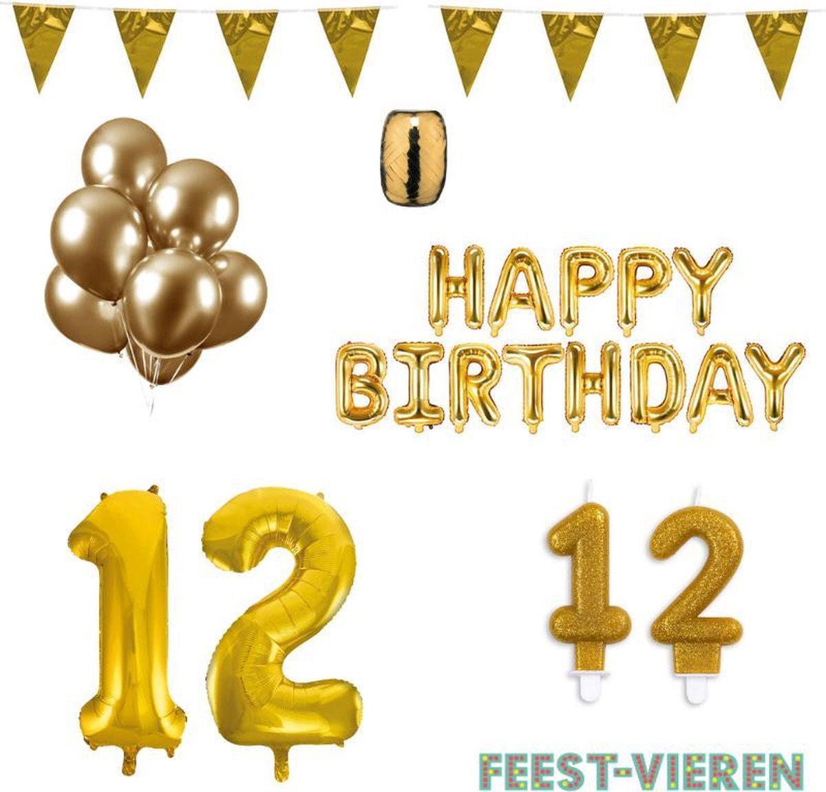 bol.com | 12 jaar Verjaardag Versiering Pakket Goud