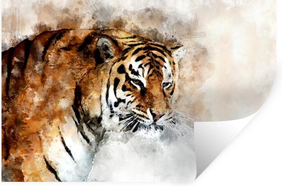 Muurstickers - Sticker Folie - Tijger - Ogen - Schilderij - 120x80 cm - Plakfolie -... | bol