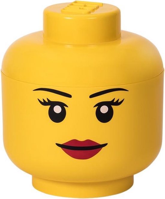 LEGO Hoofd Opbergbox Girl - Groot - Geel - 8.5L - 24 x 24 x 27cm ...