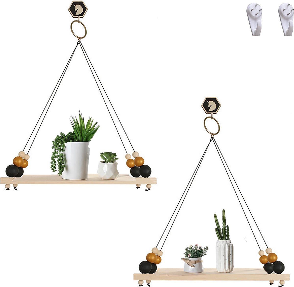 2 Stuks Hangende Wandplanken - Boho Muurplank Plantenrek - Woonkamer ...