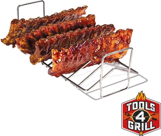 Tools4grill Stevig RVS Ribrack - 5mm rvs rib rack - 40 cm x 17,5 cm ...