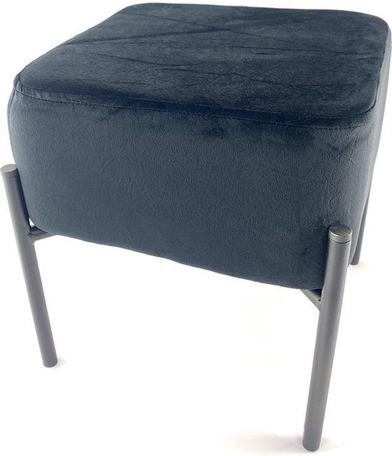 WDMT™ Velvet Poef vierkant 30 x 30 x 33 | zwart | wonen | wonen | kruk ...