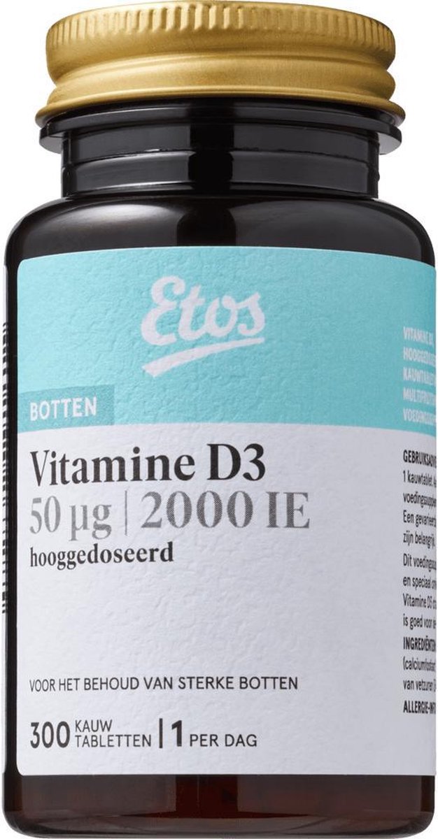 Etos Vitamine D3 50 µg - 600 kauwtabletten (2 x 300) | bol