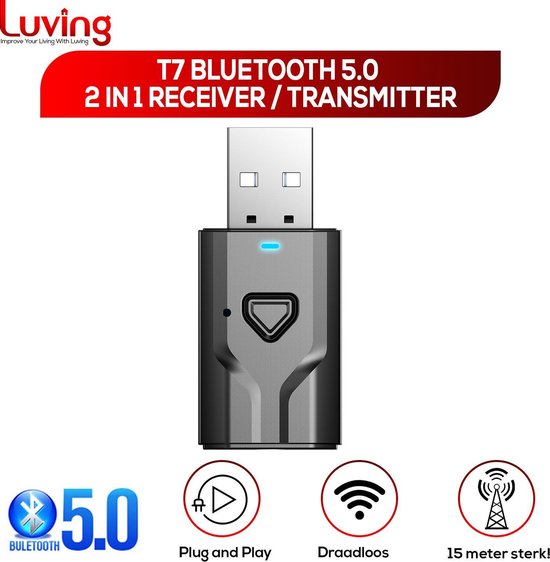 Luving™ - T7 - Bluetooth 2 in 1 5.0 Zender en Ontvanger - Transmitter & Receiver -... | bol