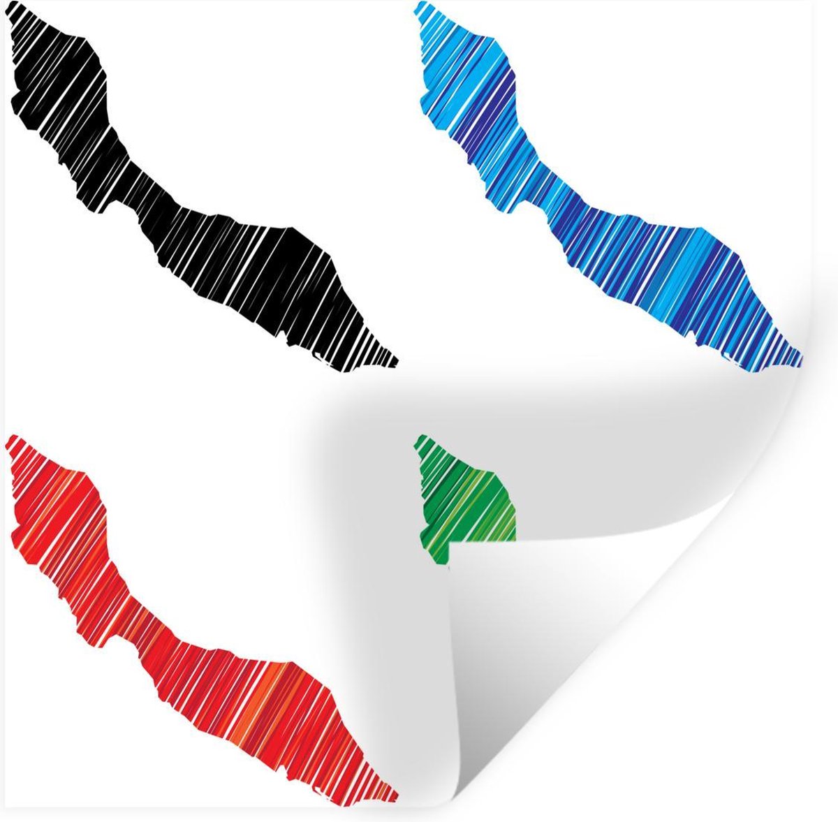 Muursticker Curacao illustratie - Vier gekleurde illustraties van ...