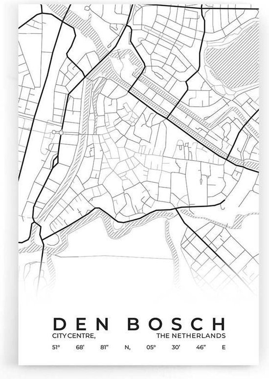 Plan de la ville Den Bosch Centrum - Walljar - Décoration murale ...