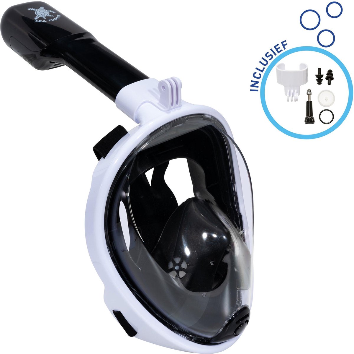 Sea Turtle Full Face Mask - Snorkelmasker - Volwassenen - Wit/Zwart - S ...