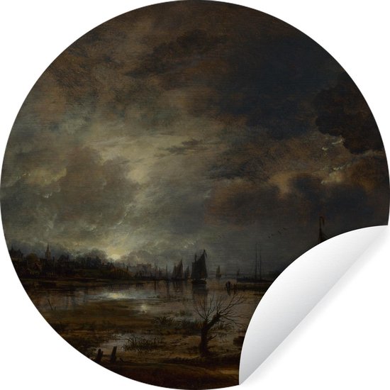 Paysage de rivière au clair de lune - Peinture par Aert van der Neer ...