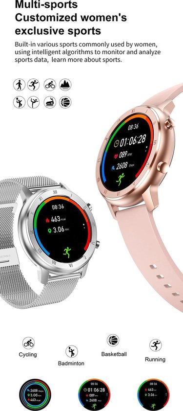 DrPhone L50 Optima Pro - Metalen Smartwatch Vrouwen Romeinse Cijfers ...
