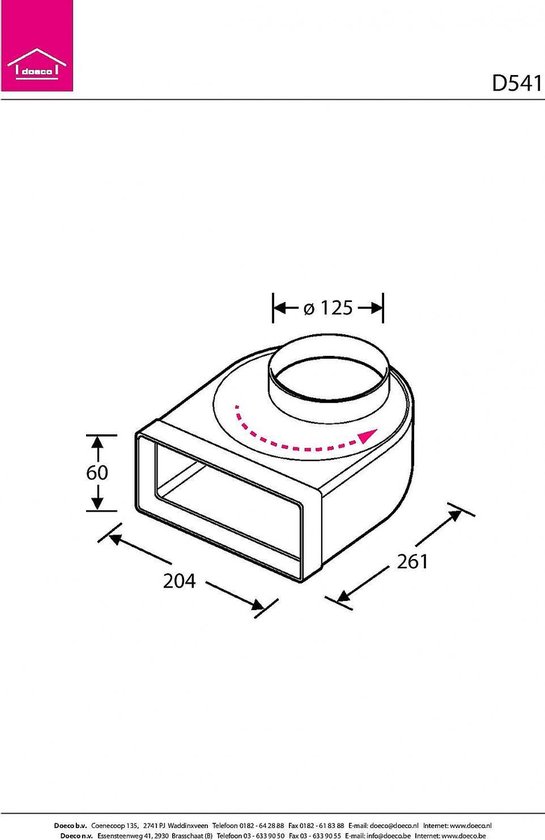 Domus Luchtafvoer 541 Bocht 90 Graden +Aansluitstuk kleur Wit | bol.com