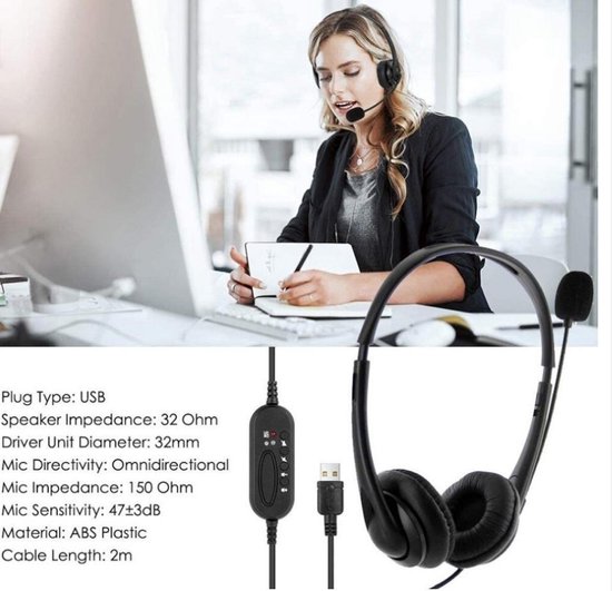 Headset met USB kabel aansluiting, ideaal! | bol