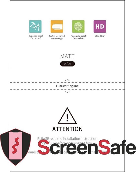 ScreenSafe High Definition Hydrogel screenprotector geschikt voor ...
