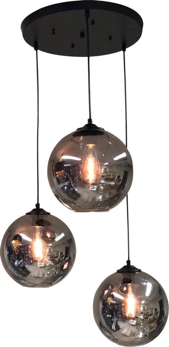 bol.com | MBC Light 3B - Hanglamp - Smoke Bollen - 25cm - 3 bollen ...