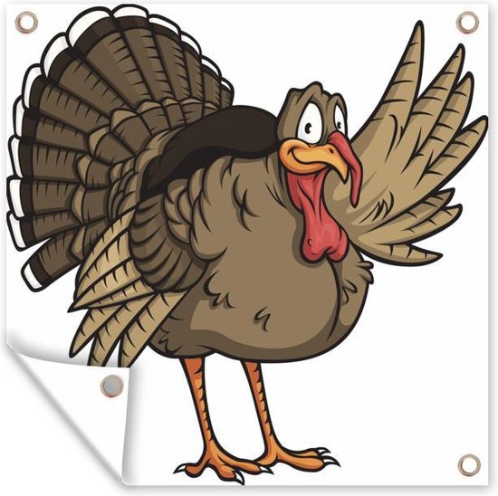 Muurdecoratie buiten tekening van een zwaaiende kalkoen - 160x120 cm ...