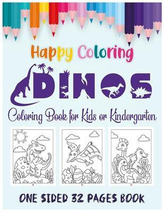Dino Coloring Book for Kids or Kindergarten One Sided 32 Pages Book ...
