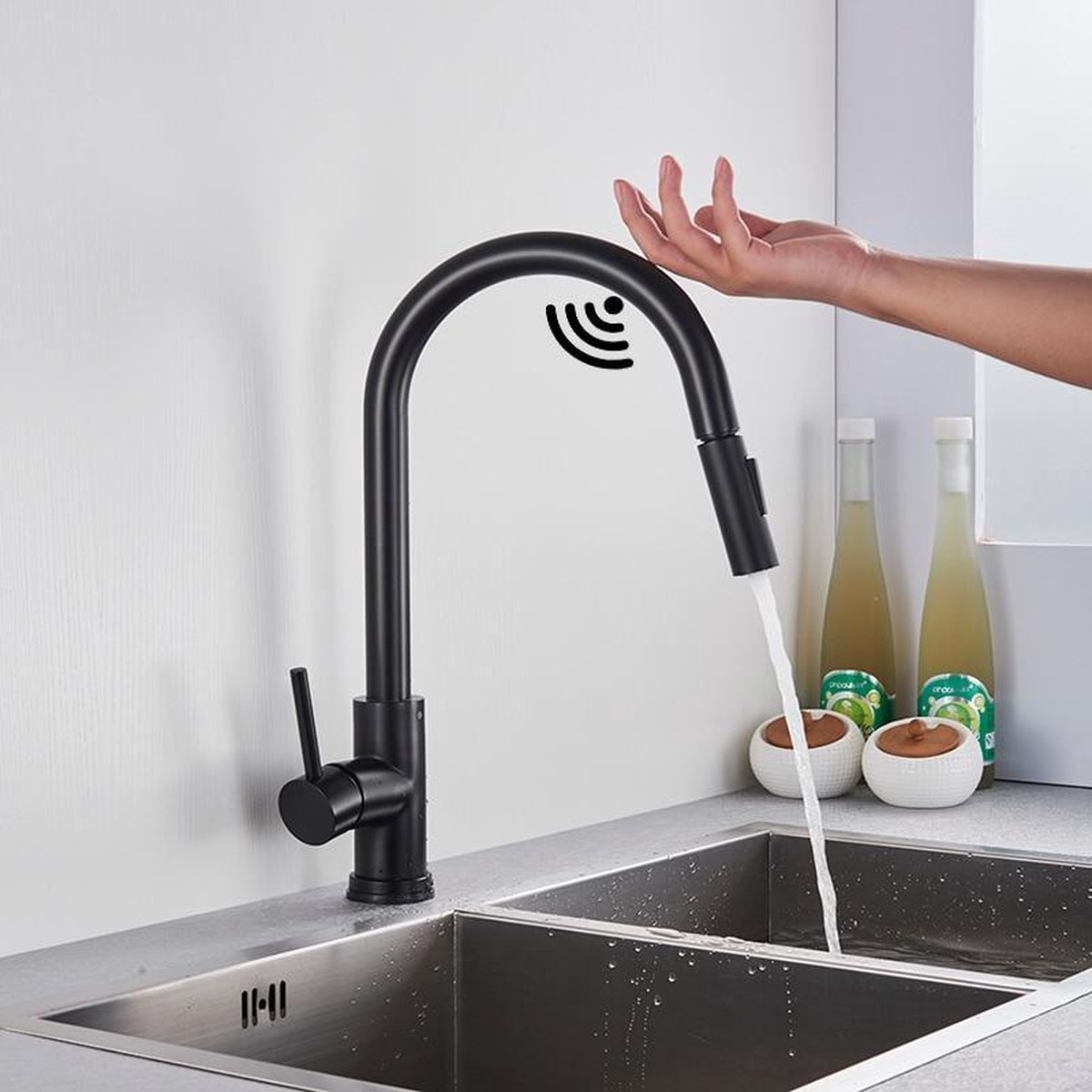 bol.com | Productgigant - Zwarte Keukenkraan met Uittrekbare Uitloop - Mengkraan Mat Zwart