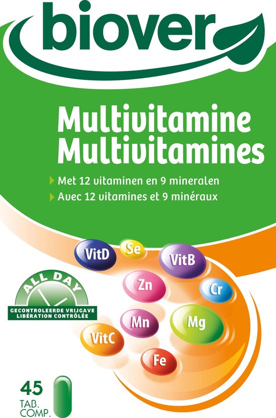 Biover Multivitamine - Vitaminen - 12 vitamines 9 mineralen oa vitamine ...