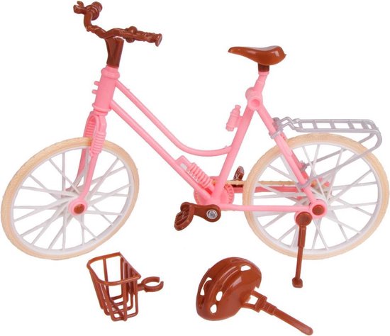 Roze fiets voor Barbie of Ken met mandje en helm | bol.com