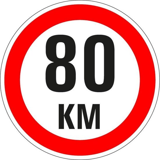 Maximaal 80 km sticker, A1 50 mm - 10 stuks per kaart | bol.com