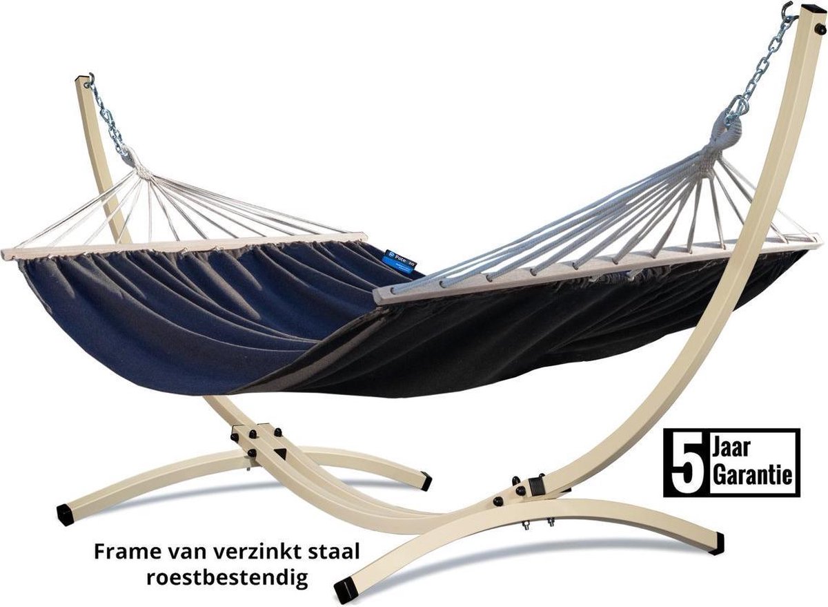 Hangmat met SPREIDSTOK en standaard - 2 persoons - VERZINKT METALEN ...