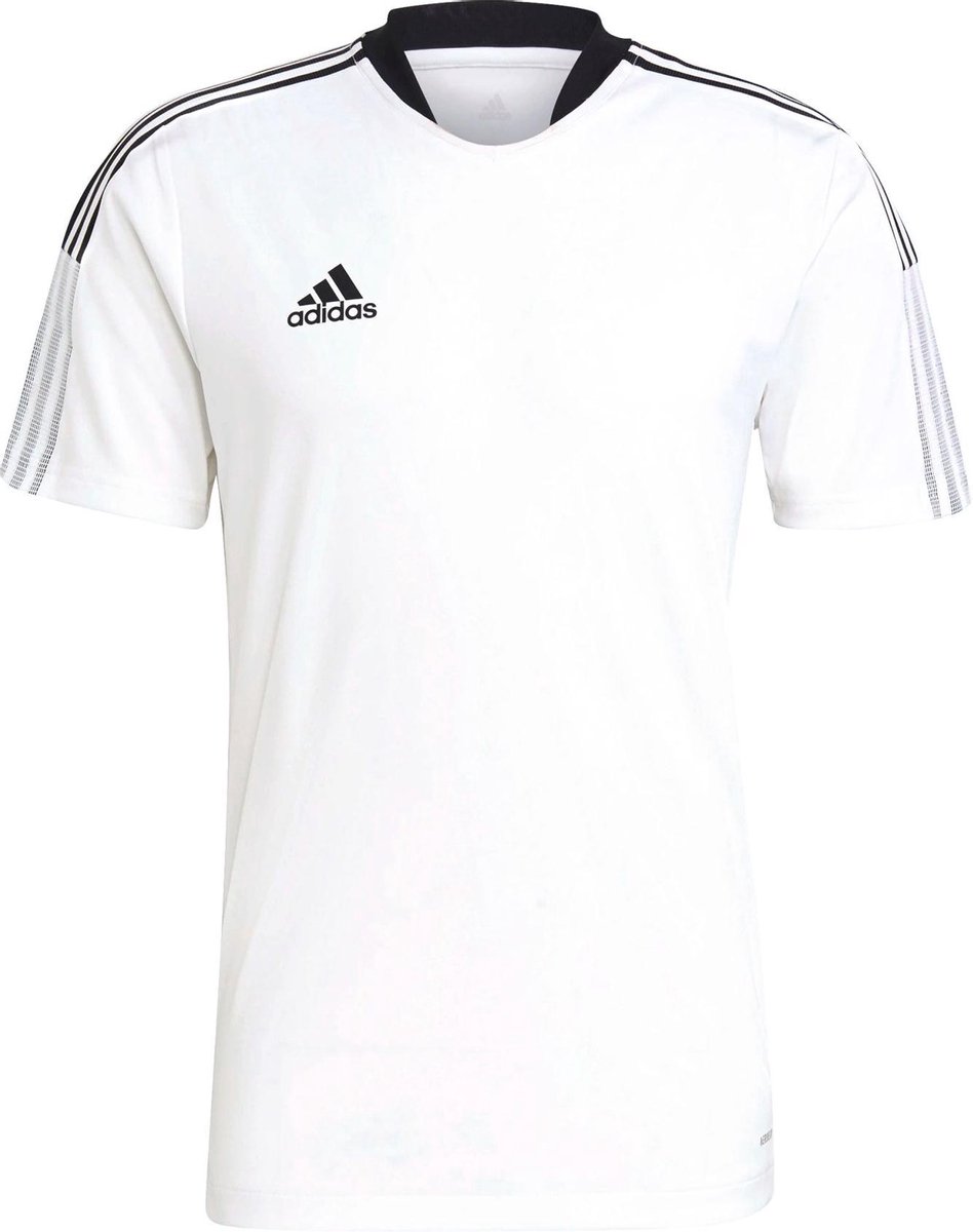 adidas Tiro 21 Sportshirt - Maat M - Mannen - Wit/Zwart/Grijs | bol.com