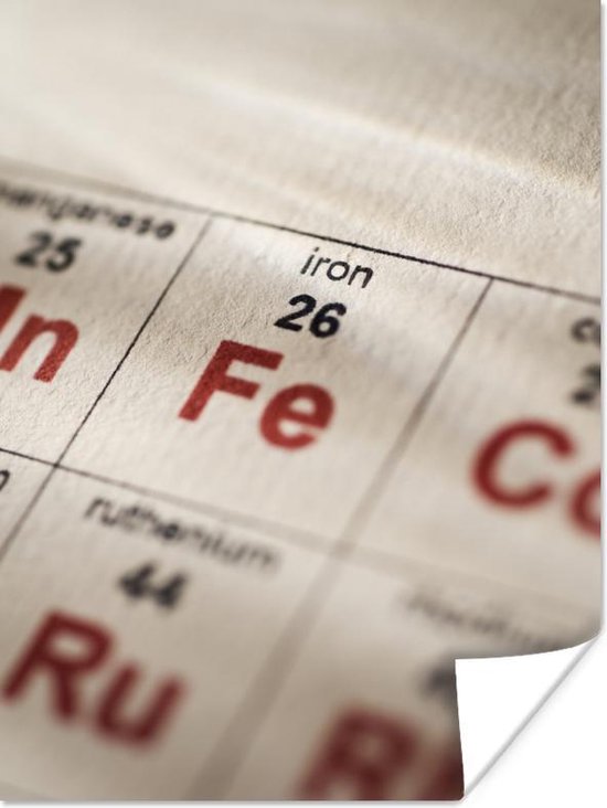 IJzer op het periodiek systeem poster 120x160 cm - Foto print op Poster ...