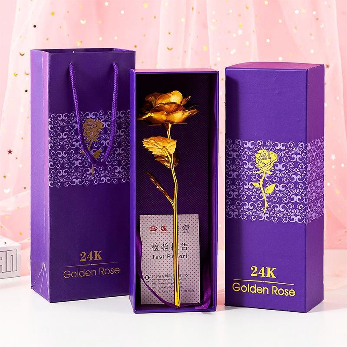 Gouden Roos 24k - inc Luxe Doos & GRATIS Houder - Golden Rose - Gouden ...