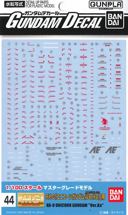 Bandai Gundam Decal for RX-0 Unicorn Gundam Ver.ka | bol.com