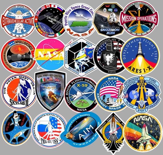 45 stickers NASA Patches - 6-8 cm - Ruimte - Ruimtemissies - Space ...