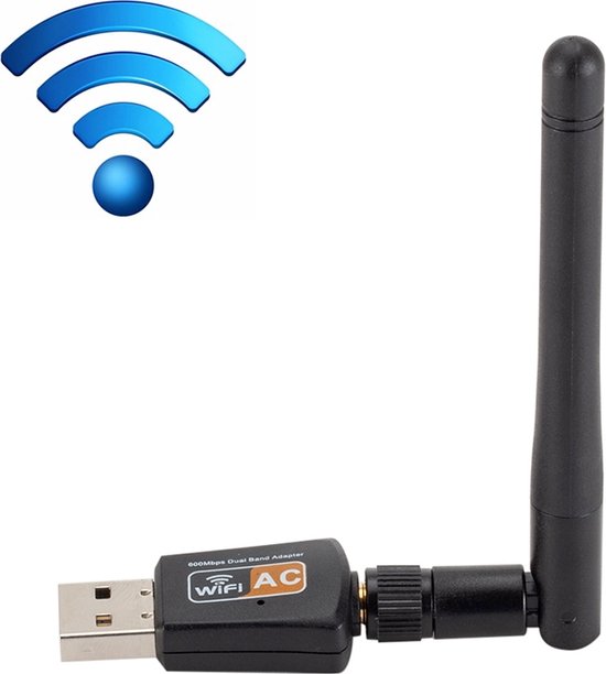 600 Mbps 2,4 GHz + 5 Hz AC dual-band USB WIFI-adapter met antenne | bol.com