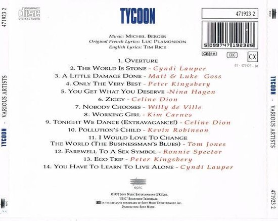 Tycoon, Cyndi Lauper, Nina Hagen, Celine Dion, Willy deville | CD ...