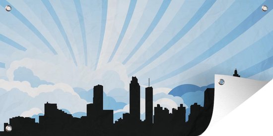 Wanddecoratie buiten tekening van de horizon van Atlanta bij een blauwe ...