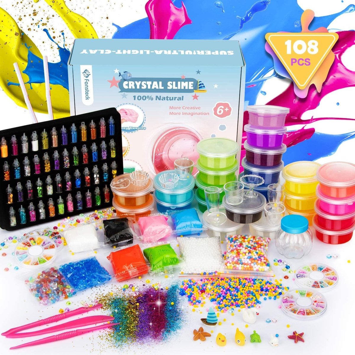 CrySlim® - Crystal Slime Kit - XL Slime Kit - 104 delig - Klei vormpjes ...