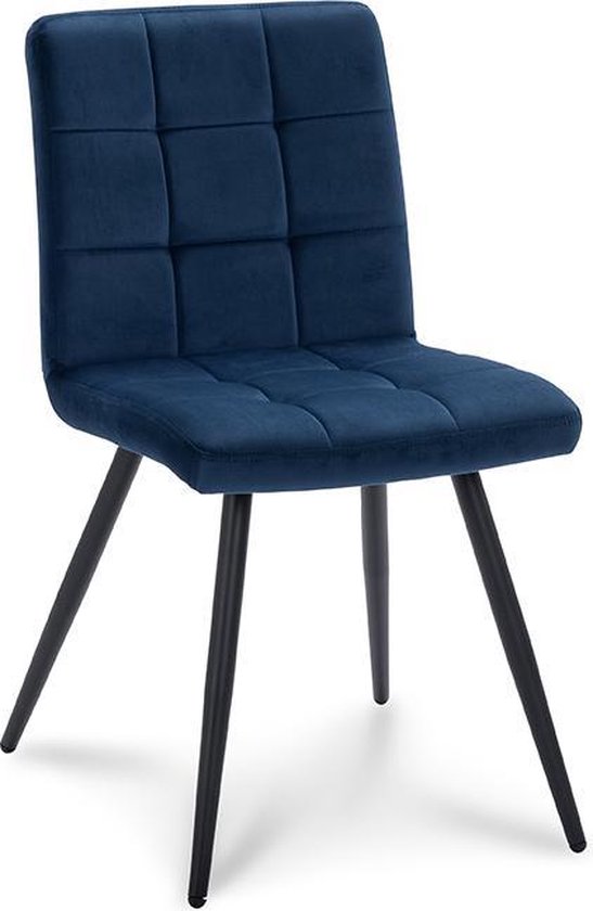 Happy Chairs - Eetkamerstoel Santiago - Velvet Blauw | bol.com