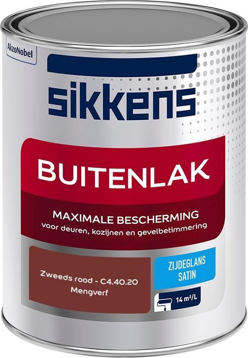 Sikkens Buitenlak - Verf - Zijdeglans - Mengkleur - Zweeds rood - C4.40 ...