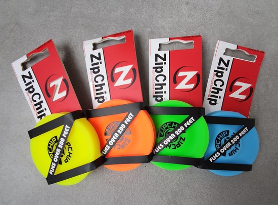 Zipchip set 4 kleuren | Geel | Oranje | Groen | Blauw | mini frisbee ...