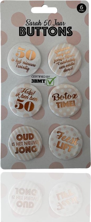 3BMT 50 jaar Sarah - buttons - set van 6 | bol.com
