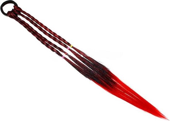 Haar Extension Vlecht Elastiek Meisjes Hair kleuren Rood met Zwart ...