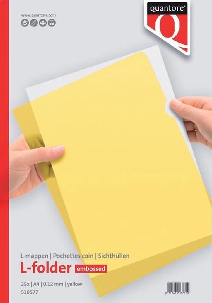 Insteekmap L-model Quantore * A4 L-map * Geel * PP * 0.12mm dik * 100 ...