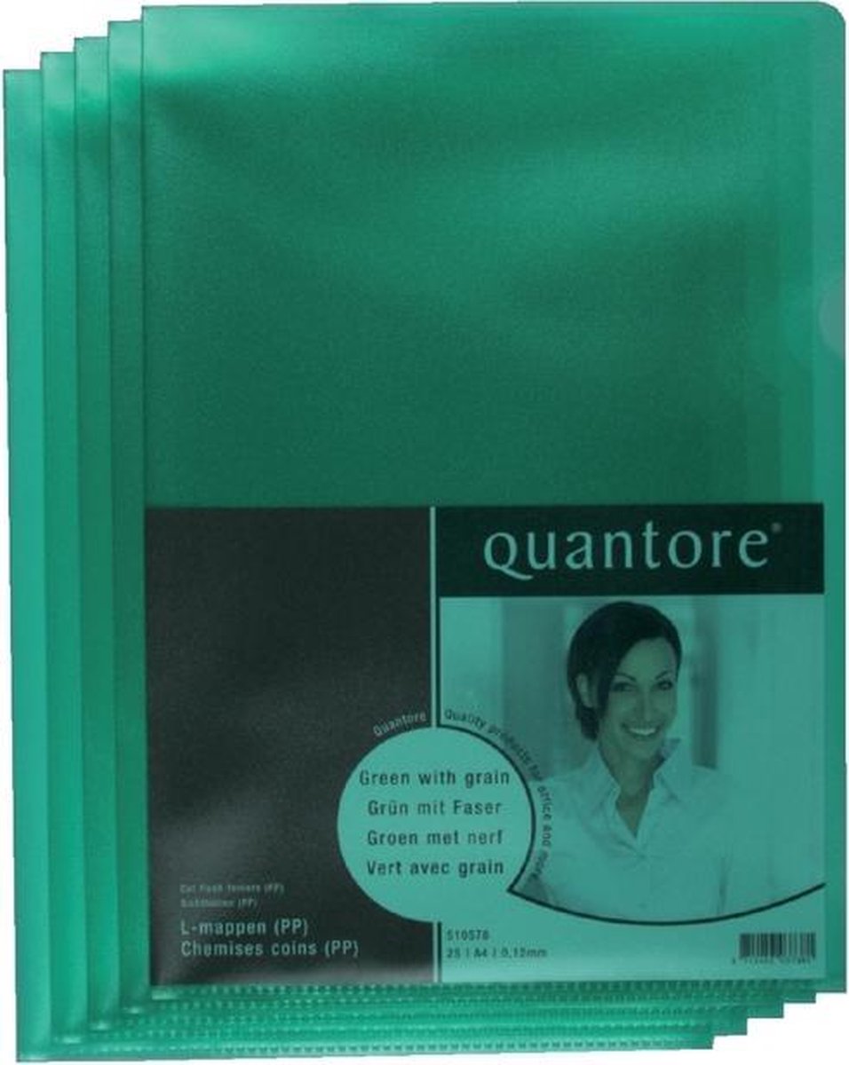 Insteekmap L-model Quantore * A4 L-map * Groen * PP * 0.12mm dik * 100 ...