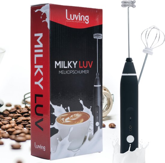 Luving™ - Handmatige Melkopschuimer - USB Oplaadbaar - Melkopschuimer Elektrisch - Zwart | bol